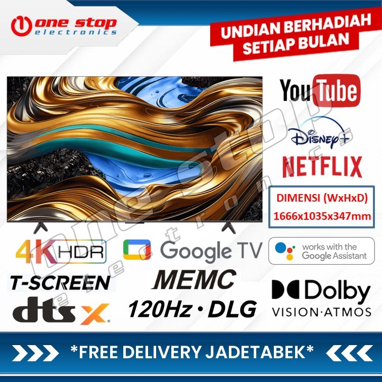 Jual TCL 75P755 4K UHD HDR10+ Google TV w/ Dolby Vision-Atmos 75 Inch ...