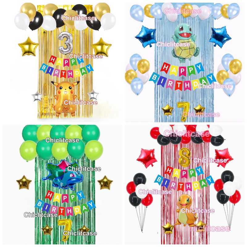 Jual Paket dekorasi ulang tahun pokemon pikachu/charmander/squirtle ...