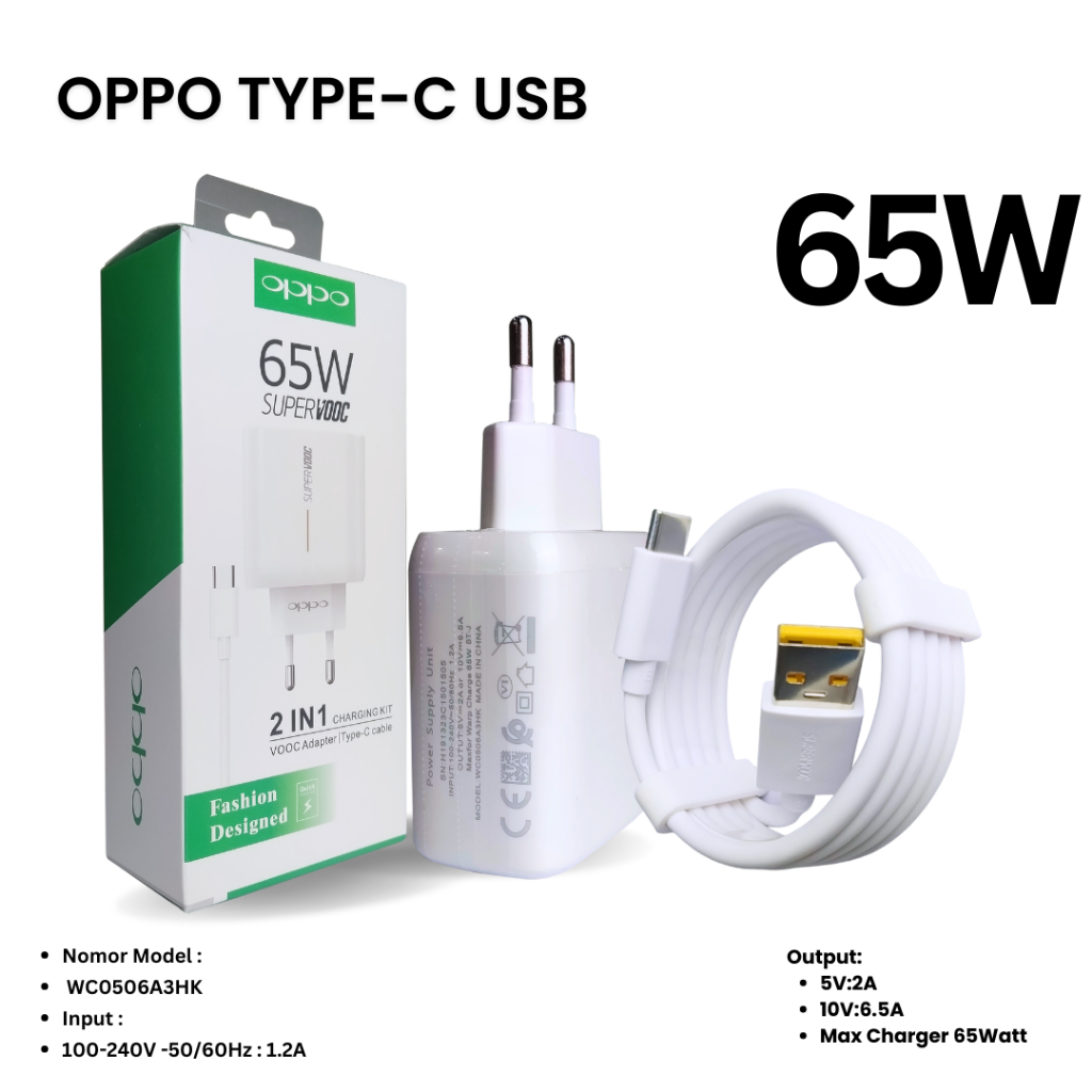 Jual Oppo Charger 65W Super Vooc SuperVooc Type C Original 65Watt ...