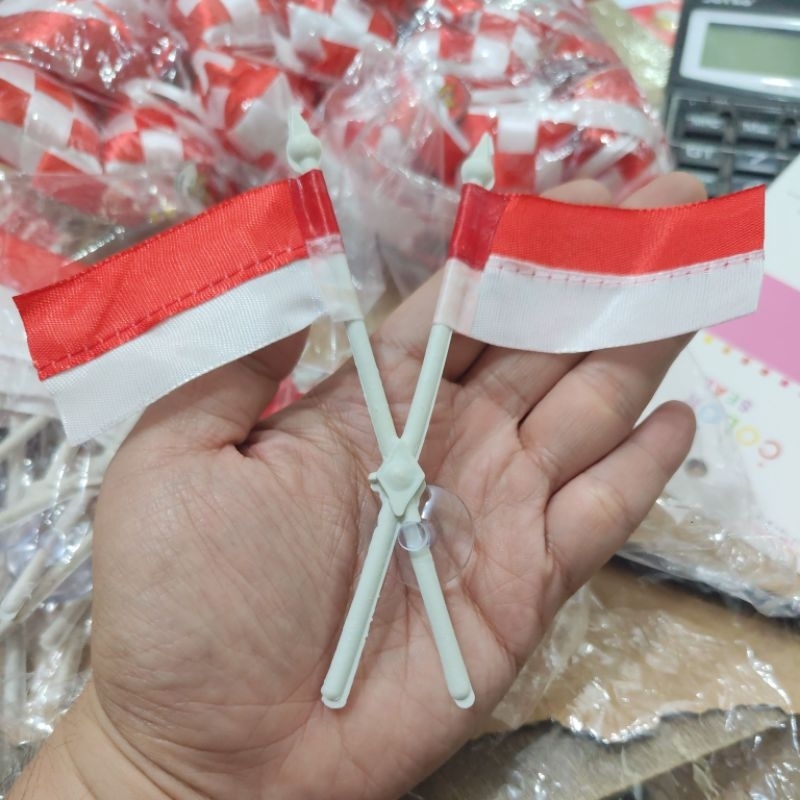 Jual (1 pcs) bendera tempel mobil merah putih | Shopee Indonesia