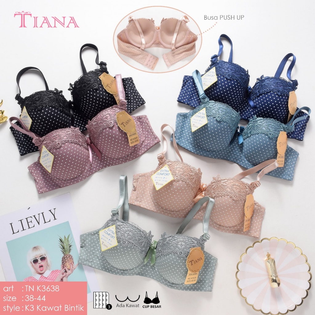 Jual Bra TIANA K3638 Uk 38-44 CUP B-C Busa Push Up KAWAT Kait 3 TL ...