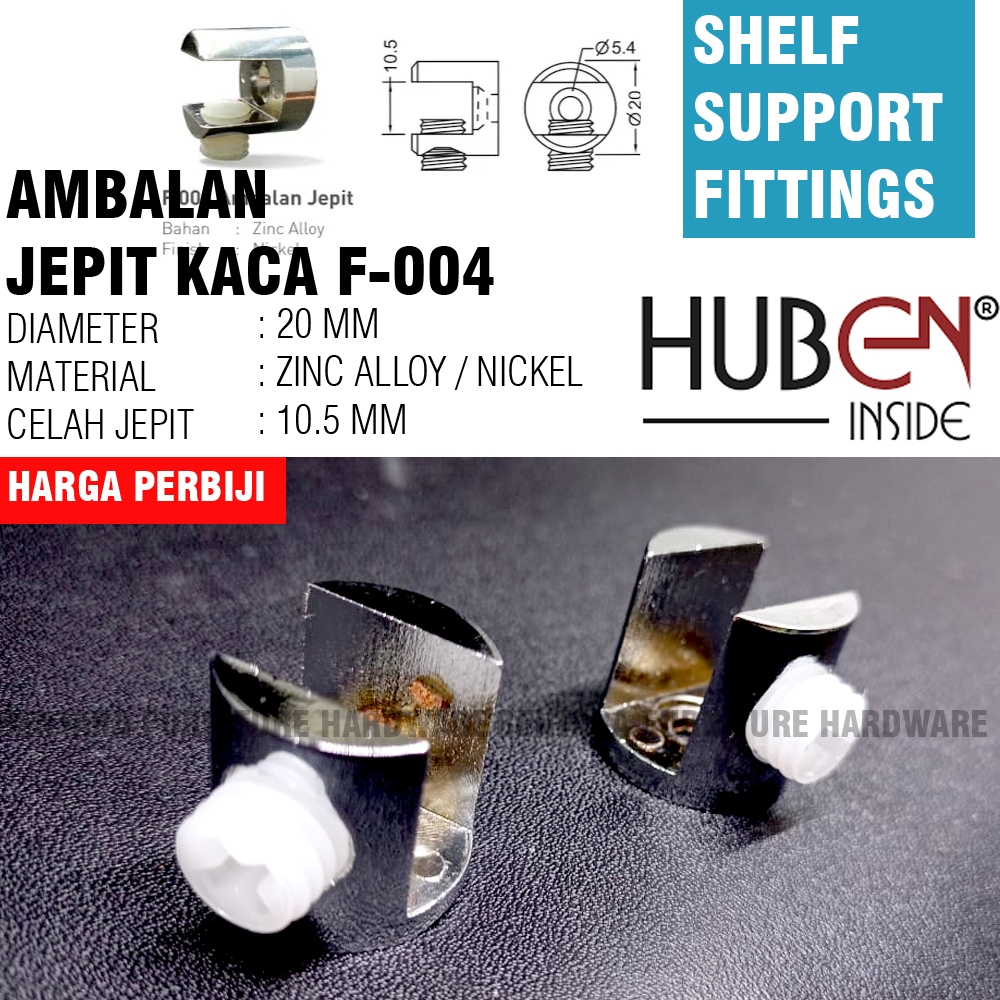 Jual HUBEN F-004 AMBALAN JEPIT KACA BULAT SHELF SUPPORT FITTING ...