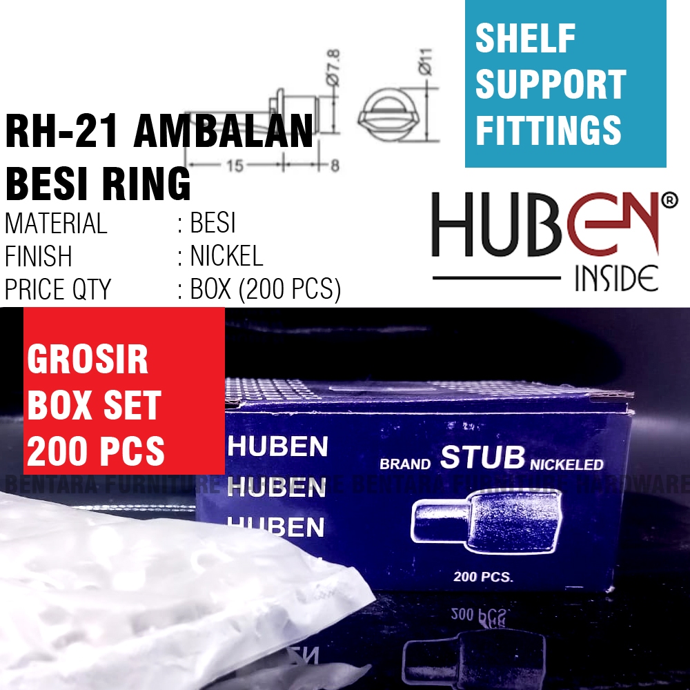 Jual 200 X HUBEN RH-21 AMBALAN RING BESI RING LAKI (UNTUK RAK KAYU ...