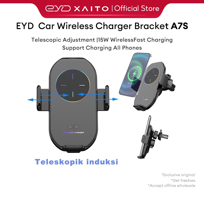 Jual EYD A7S Original Holder Hp Mobil Car Charger Wireless Charger 15W ...