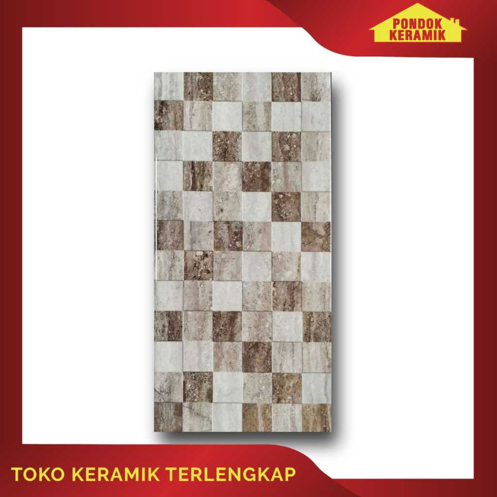 Jual Keramik Dinding Platinum 25x50 Carter Brown Decor Motif Kotak ...