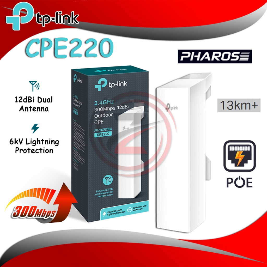 Jual TP-Link CPE220 2.4Ghz 300Mbps Outdoor 12dBi MIMO Outdoor CPE 13KM ...