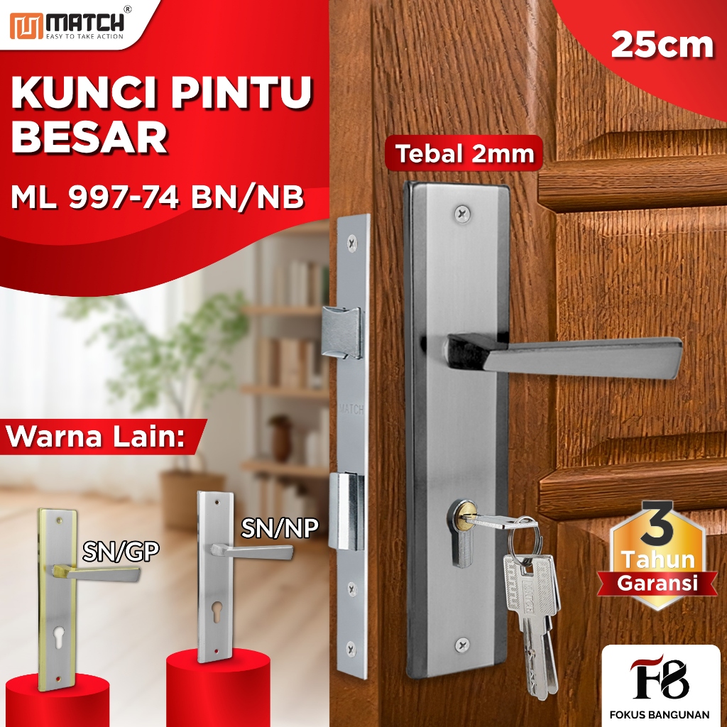Jual MATCH Handle Gagang Kunci Pintu Rumah Full Set Besar 25cm ...
