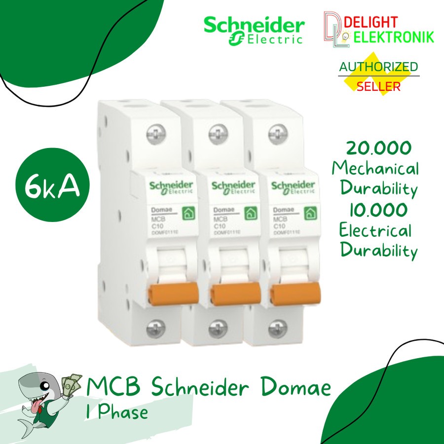 Jual MCB Schneider New Domae 1 Phase 2 4 6 10 16 20 25 32 40 50 63A Ampere | Shopee Indonesia
