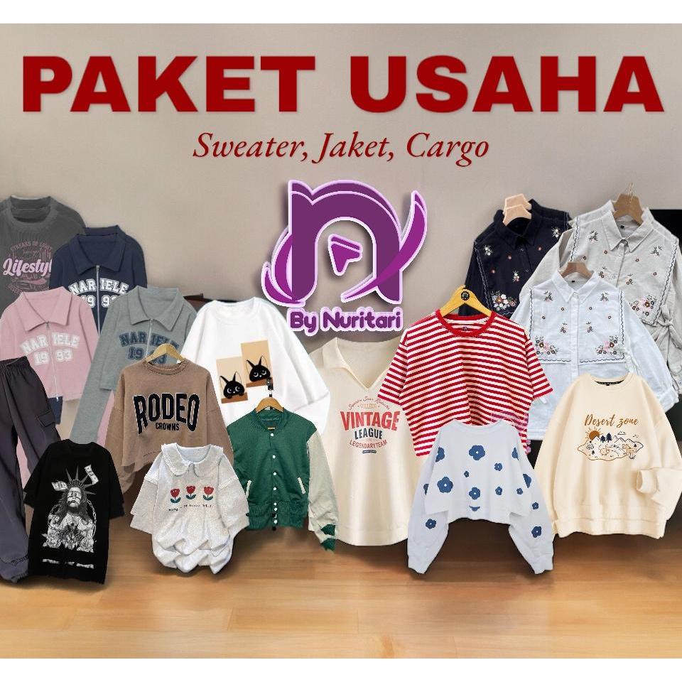 Jual [ PAKET USAHA RANDOM ] Sweater jacket nuritari wanita pria unisex Jacket cargo dan tshirt ...
