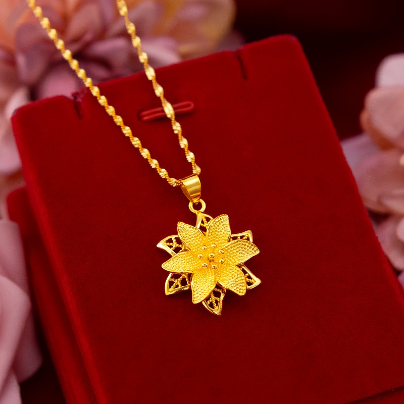 Jual Kalung emas untuk wanita, panjang kalung 60cm, liontin bunga ...