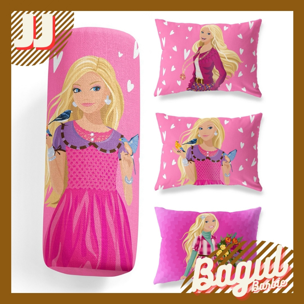 Jual BANTAL GULING PRINT MOTIF BARBIE SET PINK 45X30 CM | Shopee Indonesia