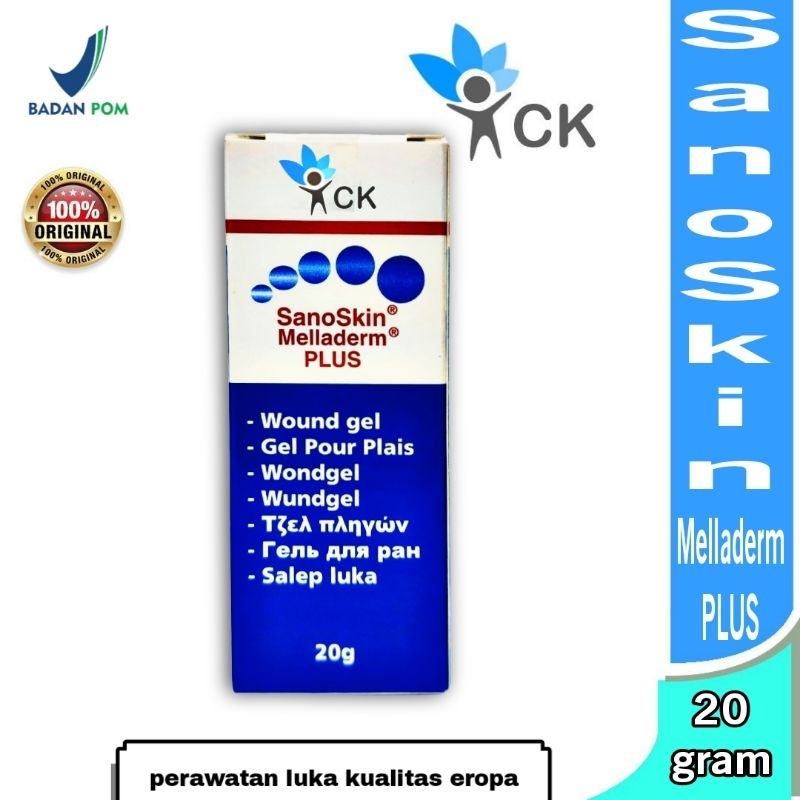 Jual SANOSKIN MELLADERM PLUS GEL 20 GR, Mengeringkan luka kencing manis ...