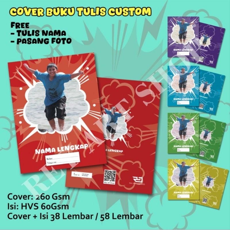 Jual CUSTOM COVER BUKU TULIS 58 LEMBAR, Pasang Foto dan Tulis Nama, MIN ...