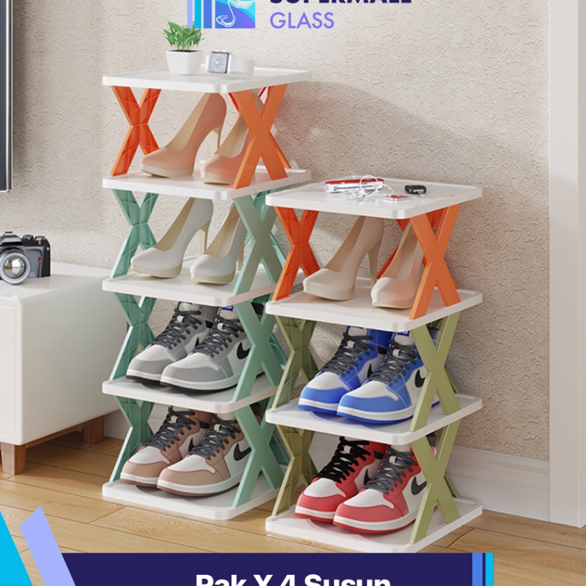 Jual Murah Supermall Glass COD Rak Sepatu X 2 Sampai 8 Susun Tempat ...