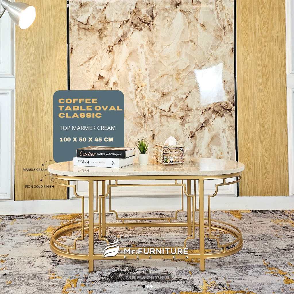 Jual coffe table marmer oval meja oval marmer 100 cm | Shopee Indonesia