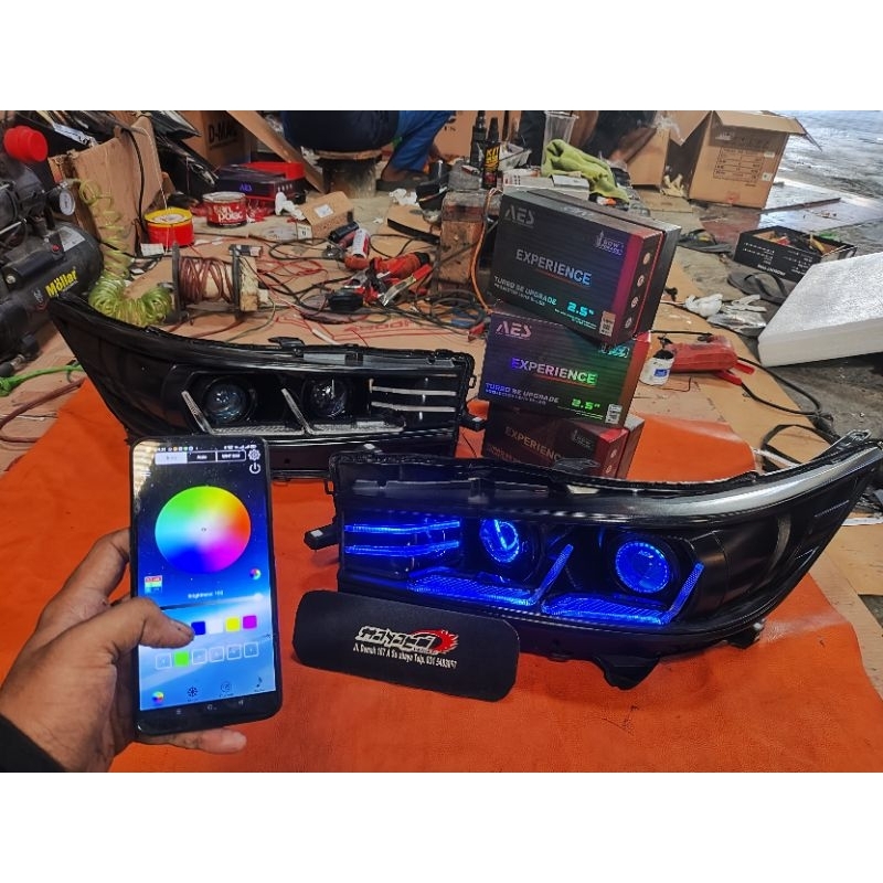 Jual Paketan HEADLAMP Innova Reborn Dobel PROJIE RGB fullset | Shopee ...
