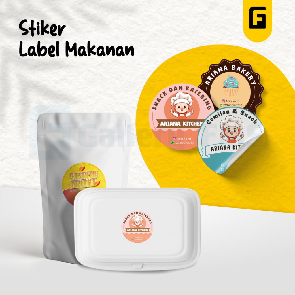 Jual Cetak Stiker Label Makanan | Stiker Snack, Label Box Nasi, Sticker ...