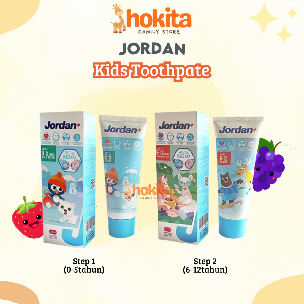 Jual Jordan Kids Toothpaste Step 1 & Step 2 with Flouride Odol Pasta ...