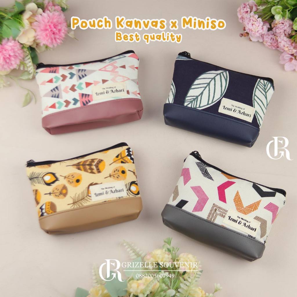 Jual Souvenir Pouch Kanvas Miniso x Canvas & Label Nama | Shopee Indonesia