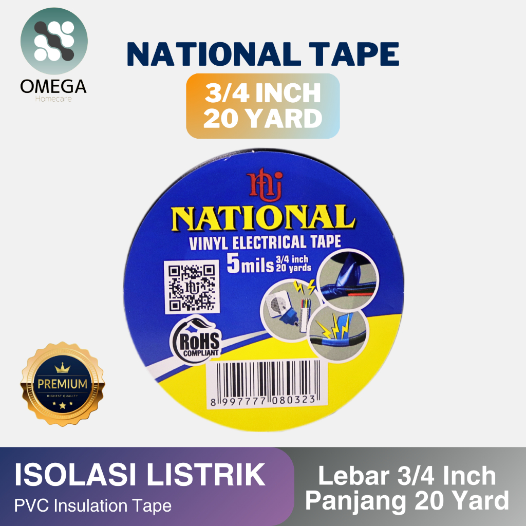 Jual NATIONAL Isolasi Listrik / Electrical Tape / Isolasi Kabel Listrik ...