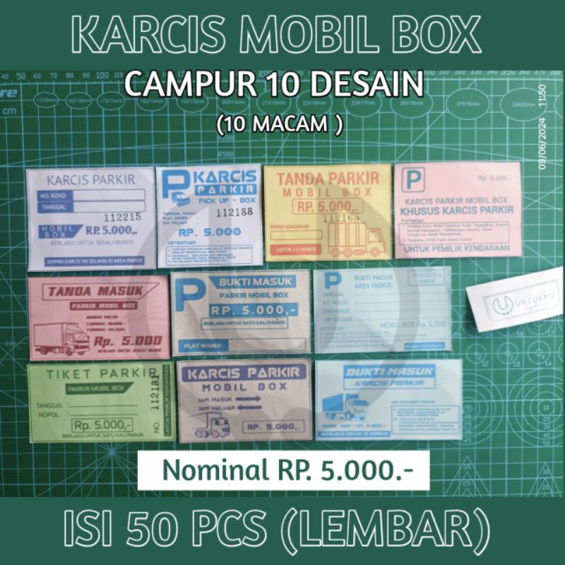 Jual Karcis Parkir mobil box 10 desain 50 lembar | Shopee Indonesia