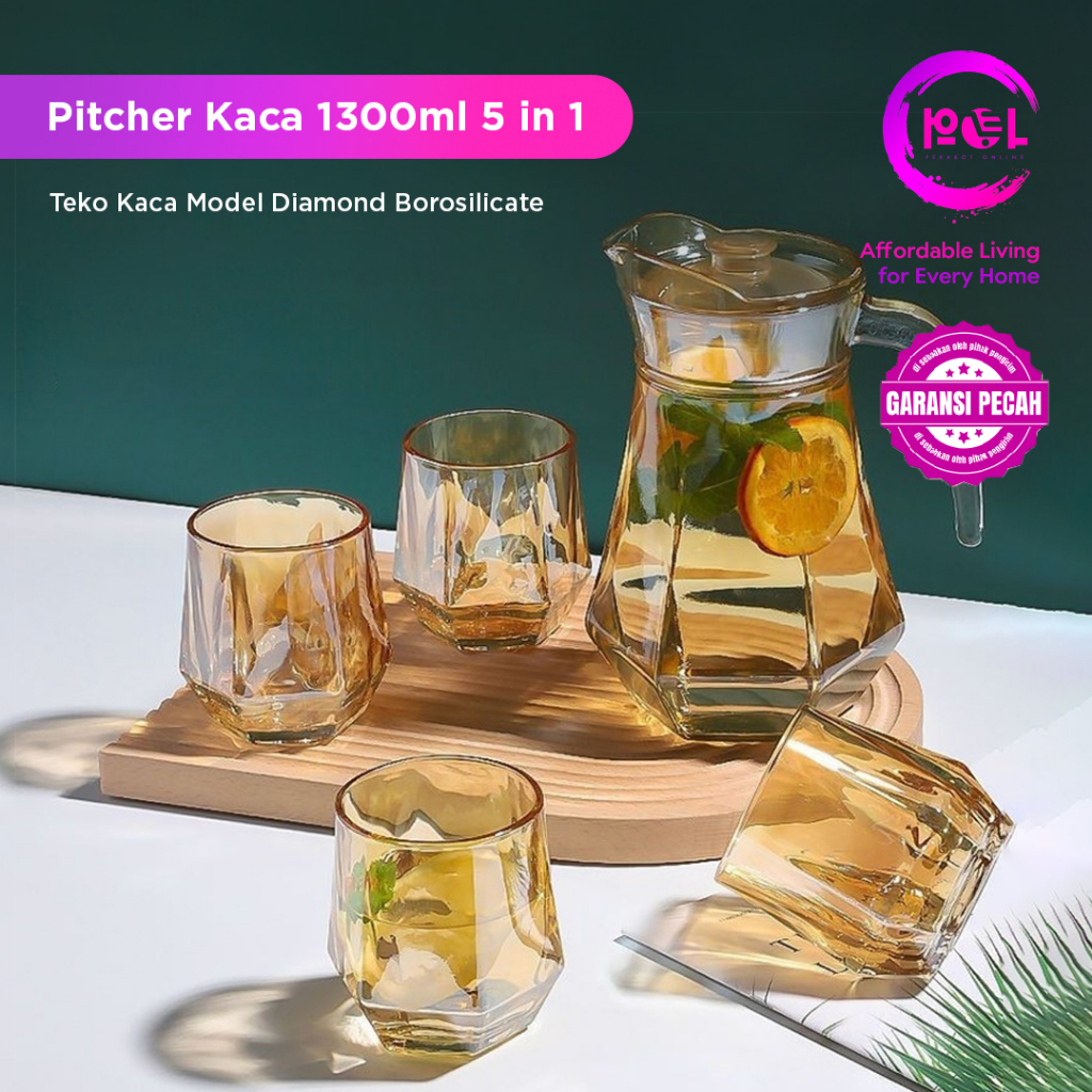 Jual POL - Teko Air + Gelas Kaca Nordic 5 in 1 | Shopee Indonesia