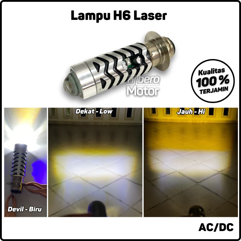 Jual Lampu utama LED H6 Laser jauh dekat 2 Warna Putih Kuning Biru / Lampu Depan HID Laser D2 ...
