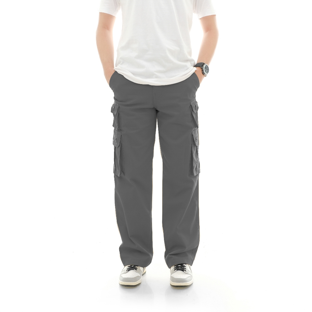 Jual Qwertylife Long Pants Cargo Reguler Twill Pocket Abu - Abu ...