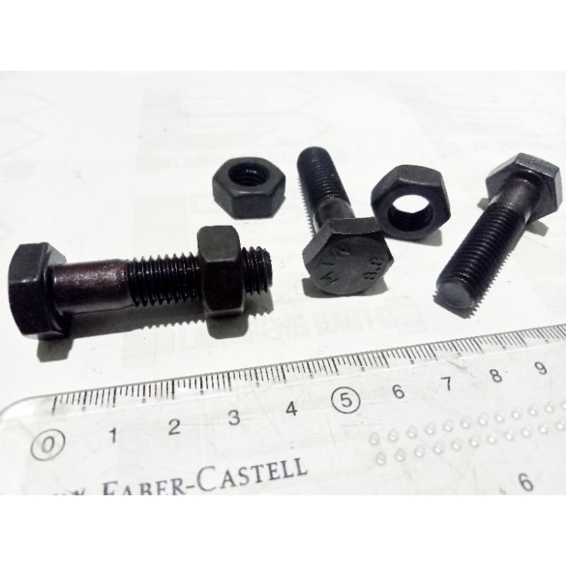 Jual Baut Mur BAJA M10 X 40 / 4cm Kunci 17 Hitam M10x40 | Shopee Indonesia