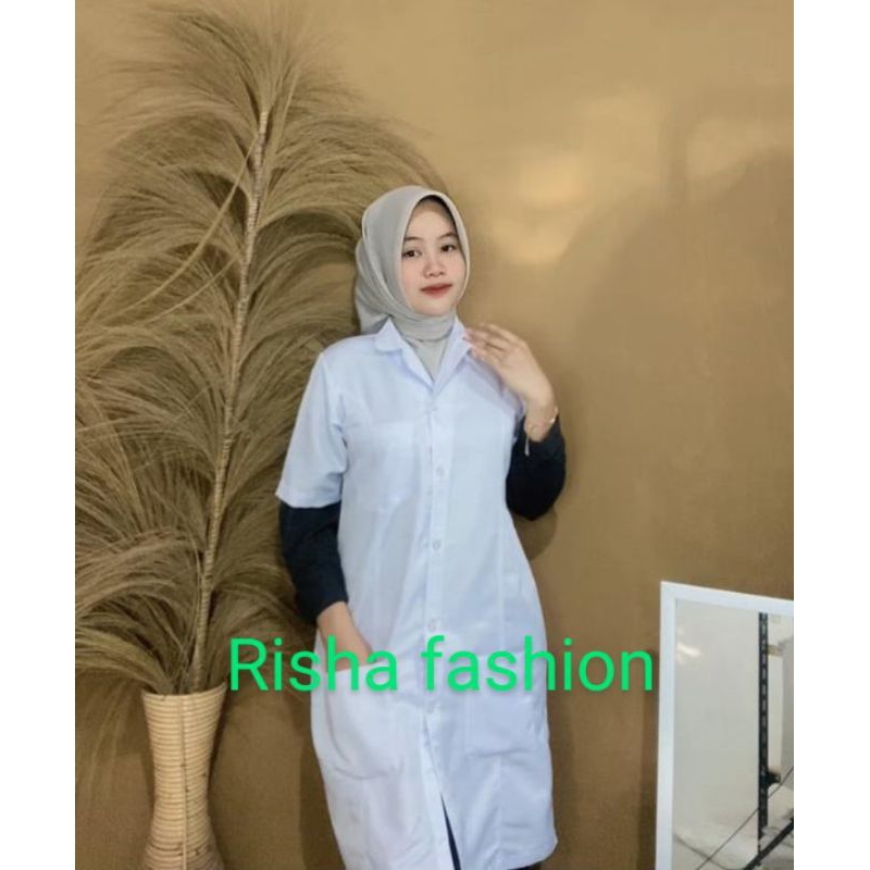 Jual Jas Labolatorium jas wanita lab lengan panjang dan pendek | Shopee ...