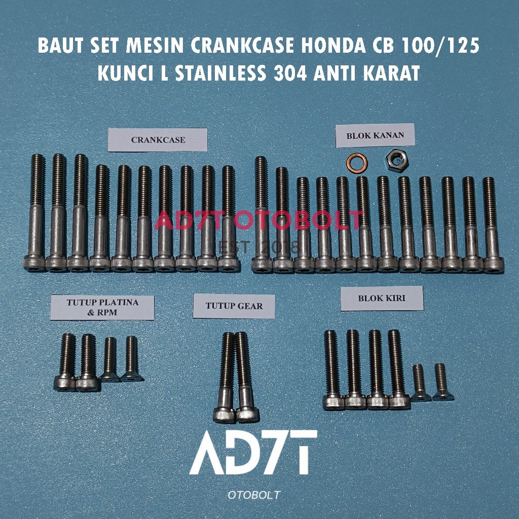Jual Baut Mesin CB 100/125 Kunci L stainless Asli | Shopee Indonesia