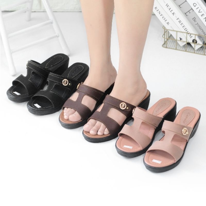 Jual Sandal wanita wedges sendal cewek selop slop tinggi kondangan ...
