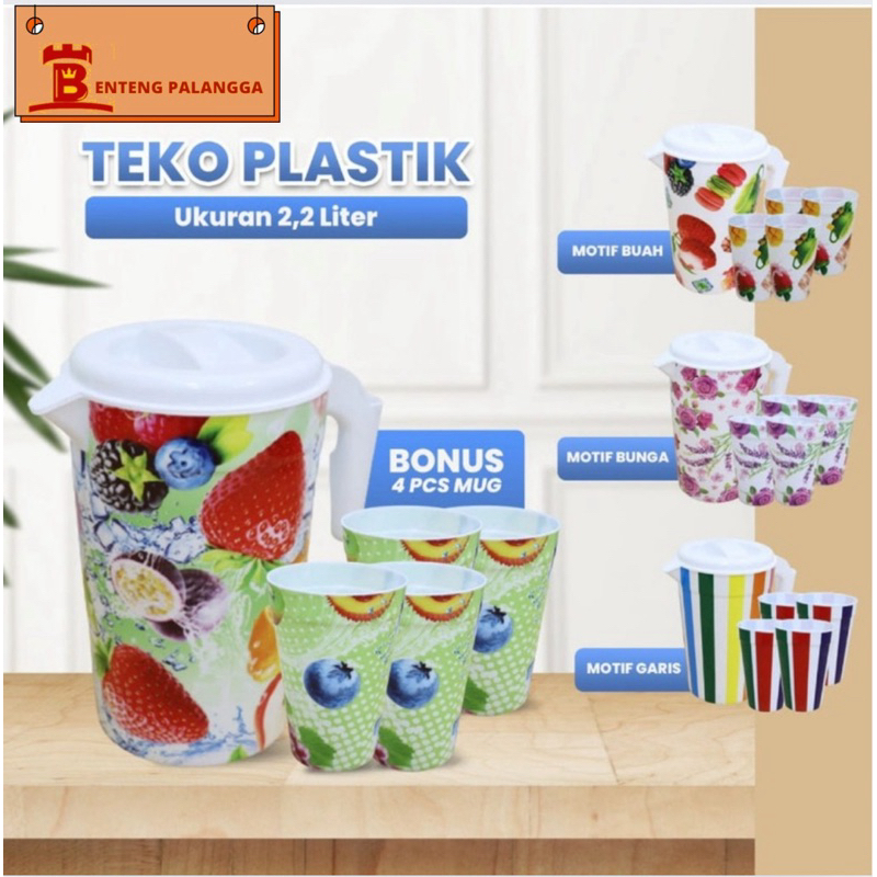 Jual Teko Set Plastik 5in1 /Teko serbaguna/ Teko dan Gelas BPA FREE ...