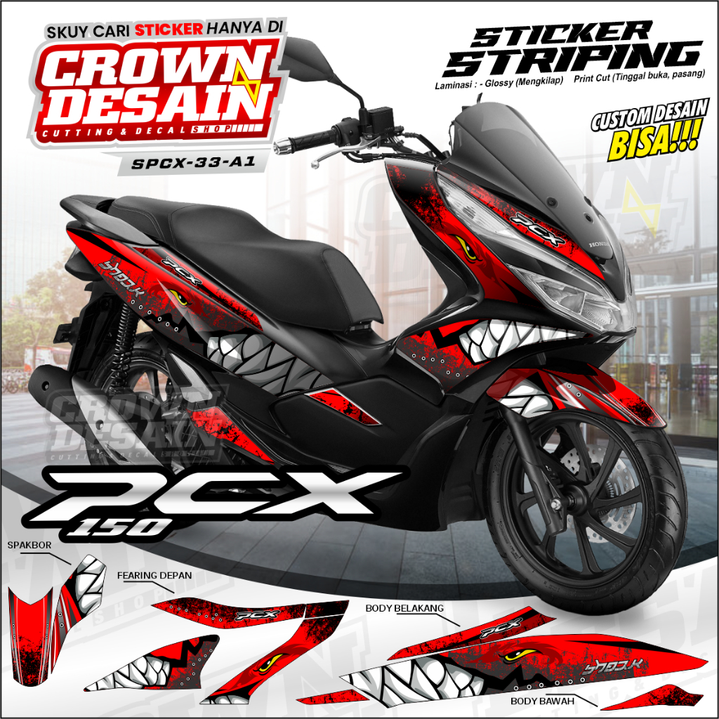 Jual Striping Vinyl PCX 150 Desain Karakter - Stiker Semifull Lis Body ...