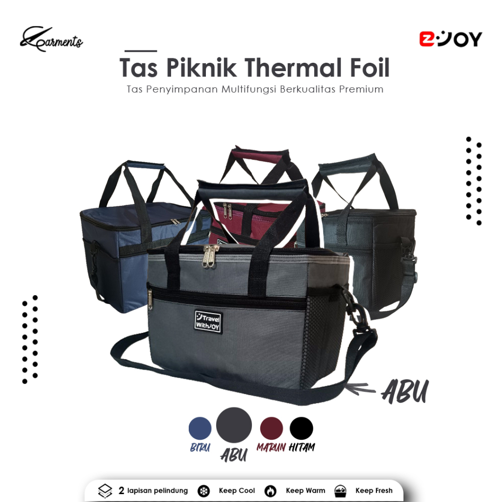 Jual Tas Piknik FOIL ABU-ABU VARIAN SIZE Thermal Foil / Tas ...