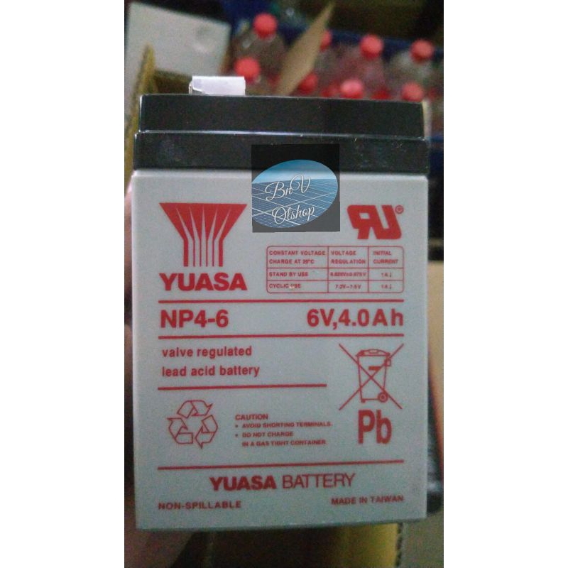 Jual Aki Yuasa vrla Np4-6 kering 6v 4ah | Shopee Indonesia