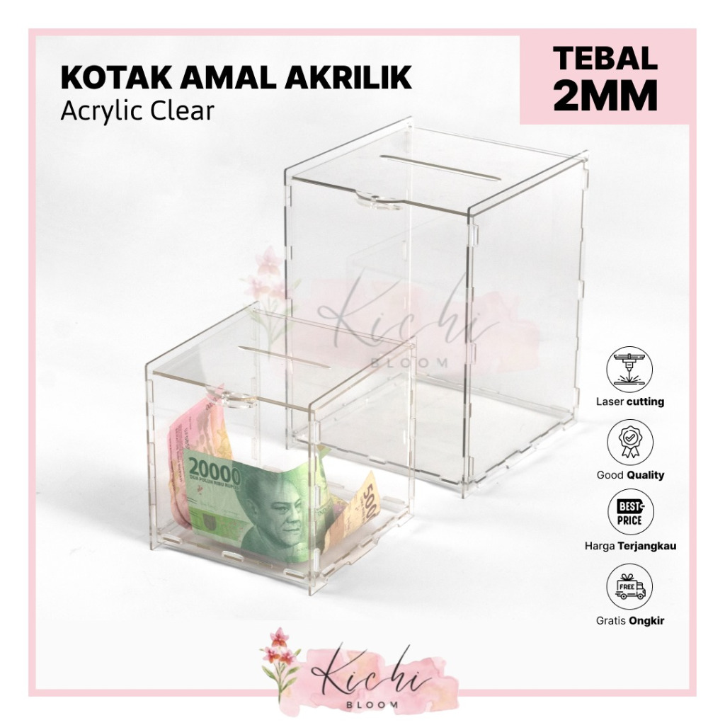 Jual KOTAK AMAL / KOTAK SARAN AKRILIK KOTAK TIPS TRANSPARAN ACRYLIC ...