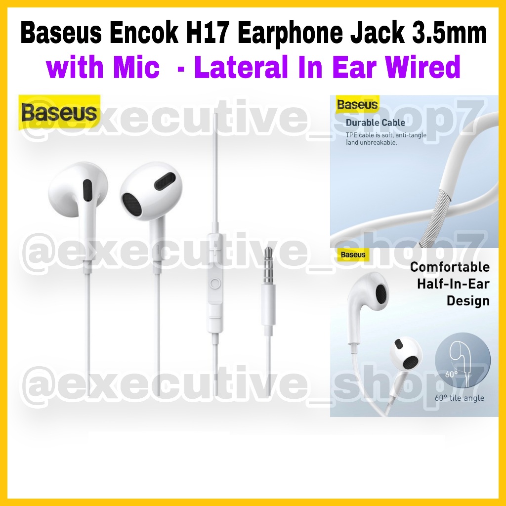 Jual Baseus Encok H17 Earphone Jack 3.5mm - with Mic - Lateral In Ear ...