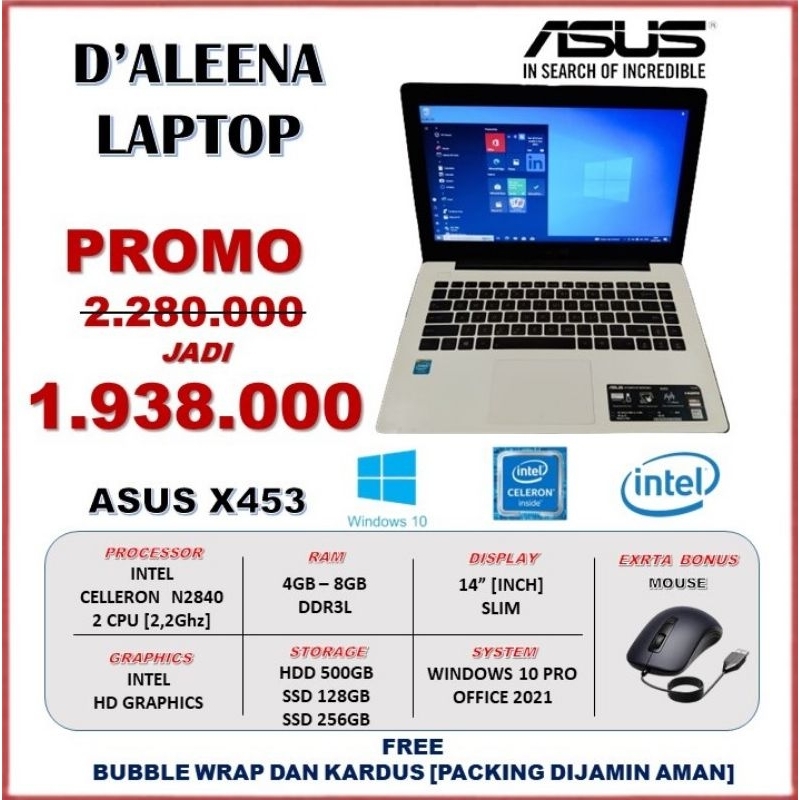 Jual LAPTOP ASUS X453 SLIM RAM 8 GB SSD 256 GB LAPTOP PELAJAR LAPTOP ...