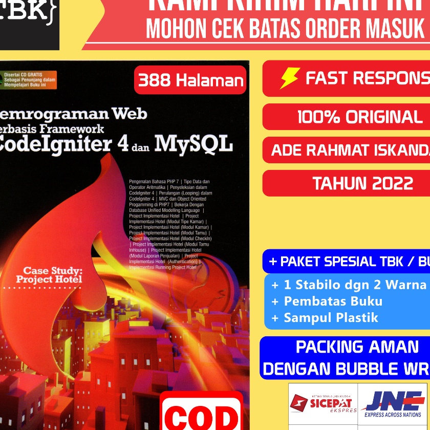 Jual Extra BUKU PEMROGRAMAN WEB BERBASIS FRAMEWORK CODEIGNITER 4 DAN MYSQL ADE RAHMAT ISKANDAR ...