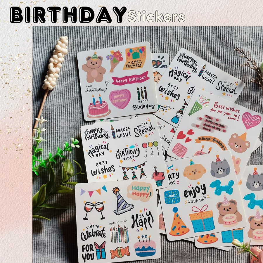 Jual Birthday Stickers / stiker ulang tahun / stiker ultah / happy ...