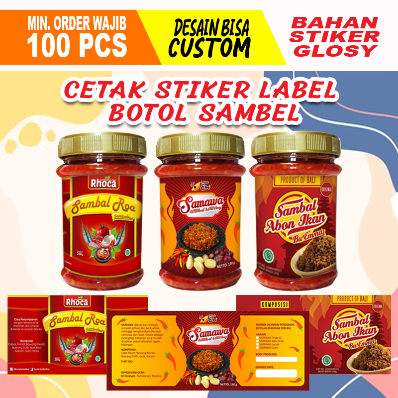 Jual Cetak Stiker Sambal Label Toples Botol Kemasan 150 gram Bisa ...