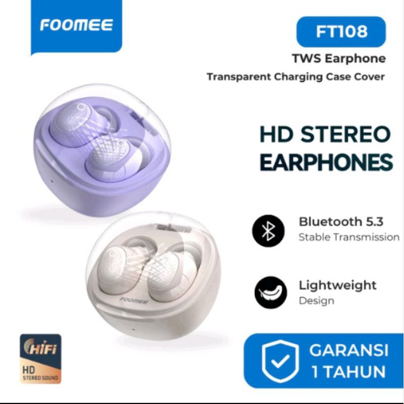 Jual Foomee FT108 Earphone Bluetooth 5.3 TWS True Wireless Stereo HD ...