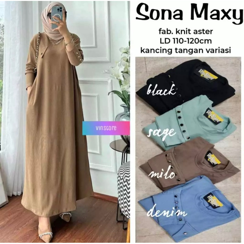 Jual SONA MAXY DRESS POLOS KNIT // GAMIS POLOS // GAMIS WANITA KNIT ...