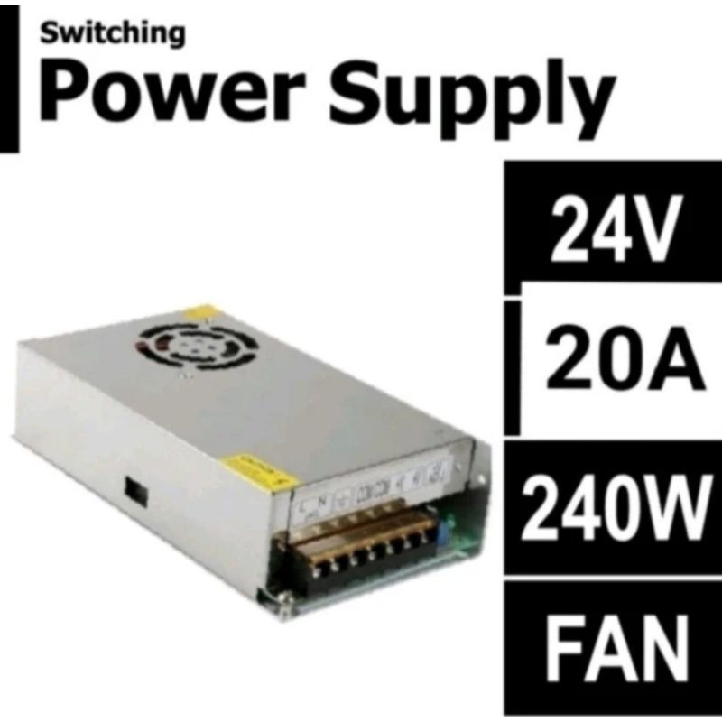 Jual Switching Power Supply PSU 24V 20A High Quality, 24 Volt 20 Ampere Cooling Fan Jaring ...