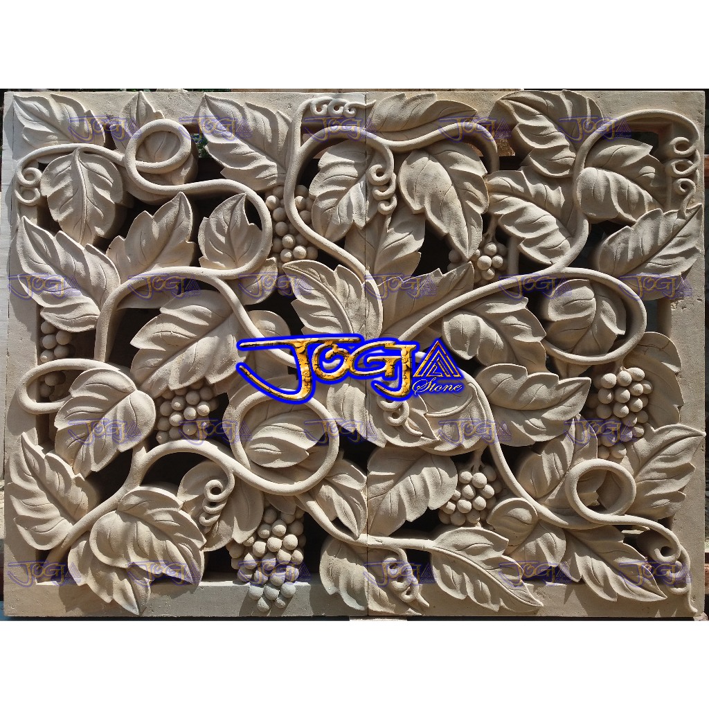 Jual Roster batu alam dinding Motif Daun ANGGUR, batu alam putih Jogja ...