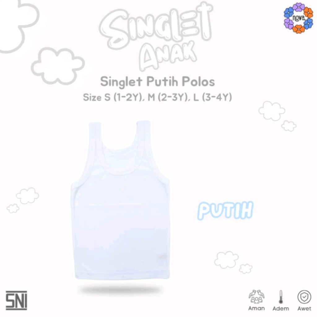 Jual SINGLET PUTIH POLOS NOVA 6-12 BULAN S M L (1 PCS) | Shopee Indonesia
