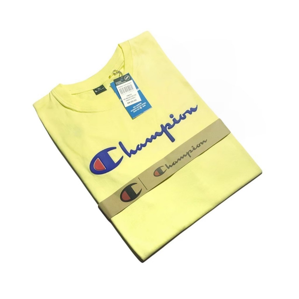 Jual Kaos Champion Sablon Flocking Premium Full Tag + Label | Shopee ...