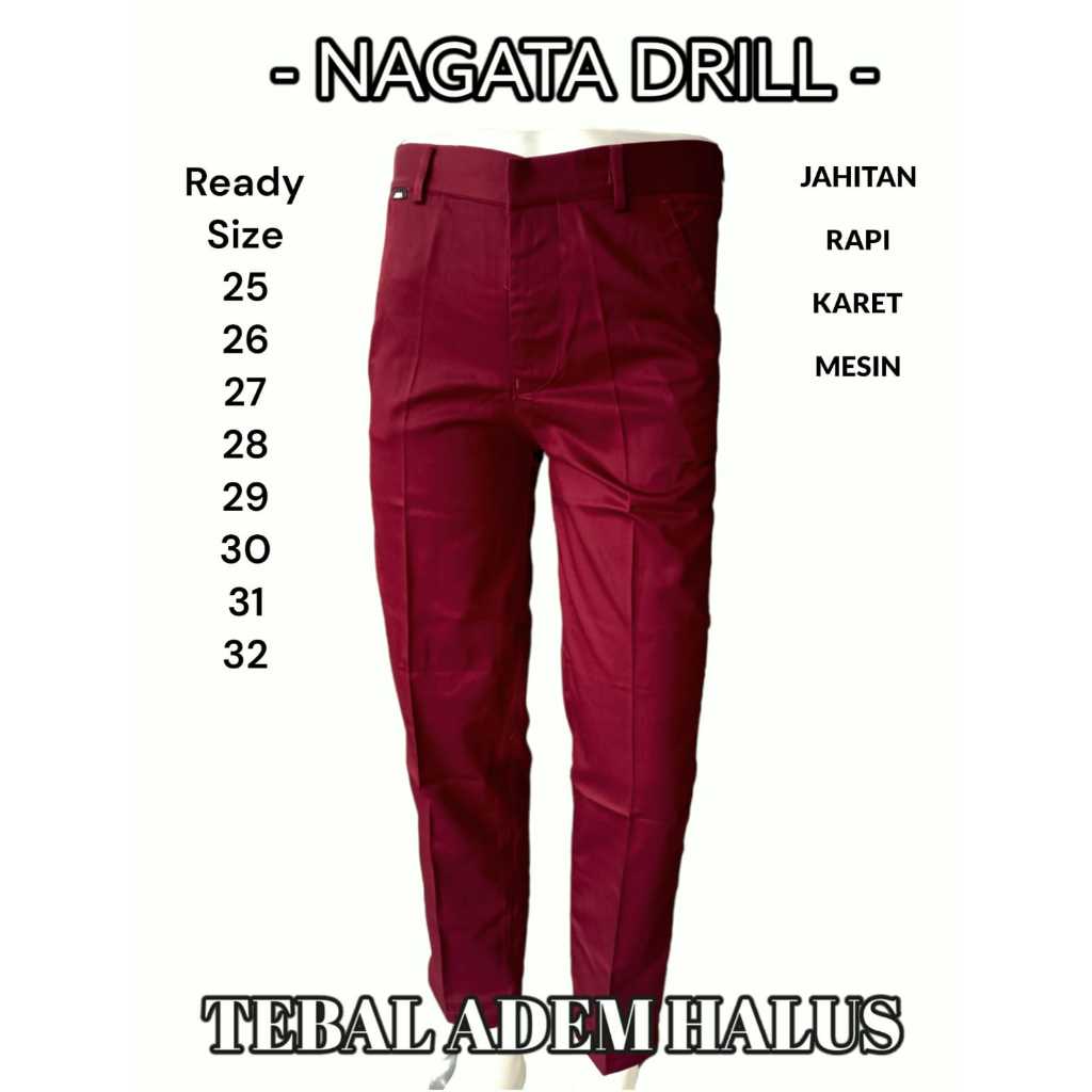 Jual Celana Panjang SD Merah Maroon & Hitam Premium Nagata Drill ...