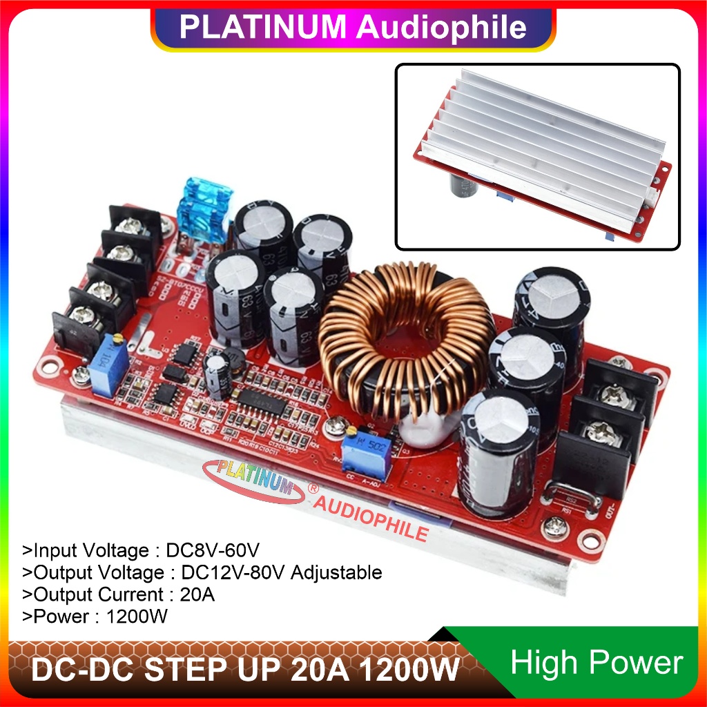 Jual DC-DC Step Up 1200W 20A Boost Converter High Power Stepup Modul SU ...